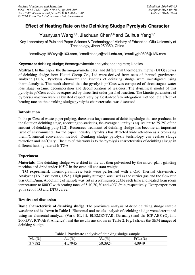 Effect of Heating Rate on the Deinking Sludge Pyrolysis Character ...