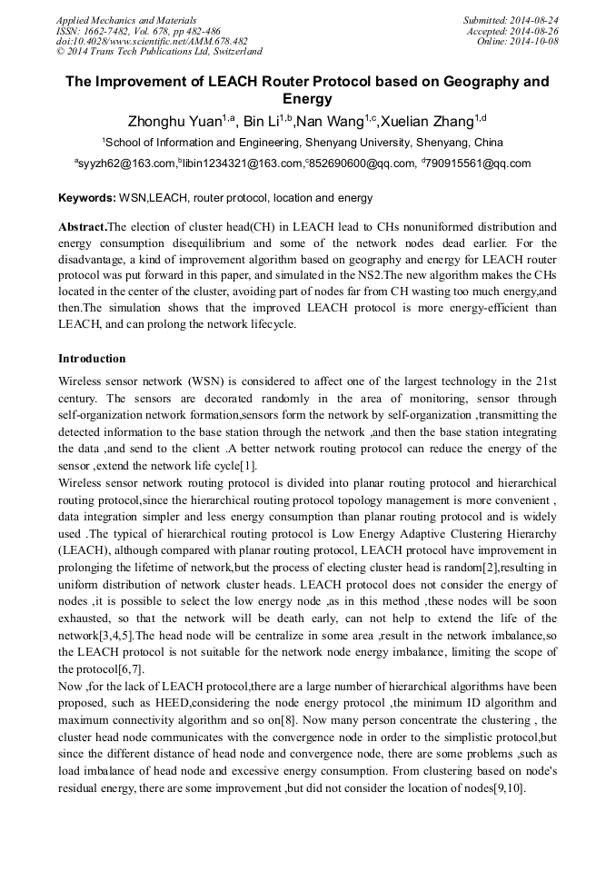 The Improvement of LEACH Router Protocol Based on Geography and Energy ...