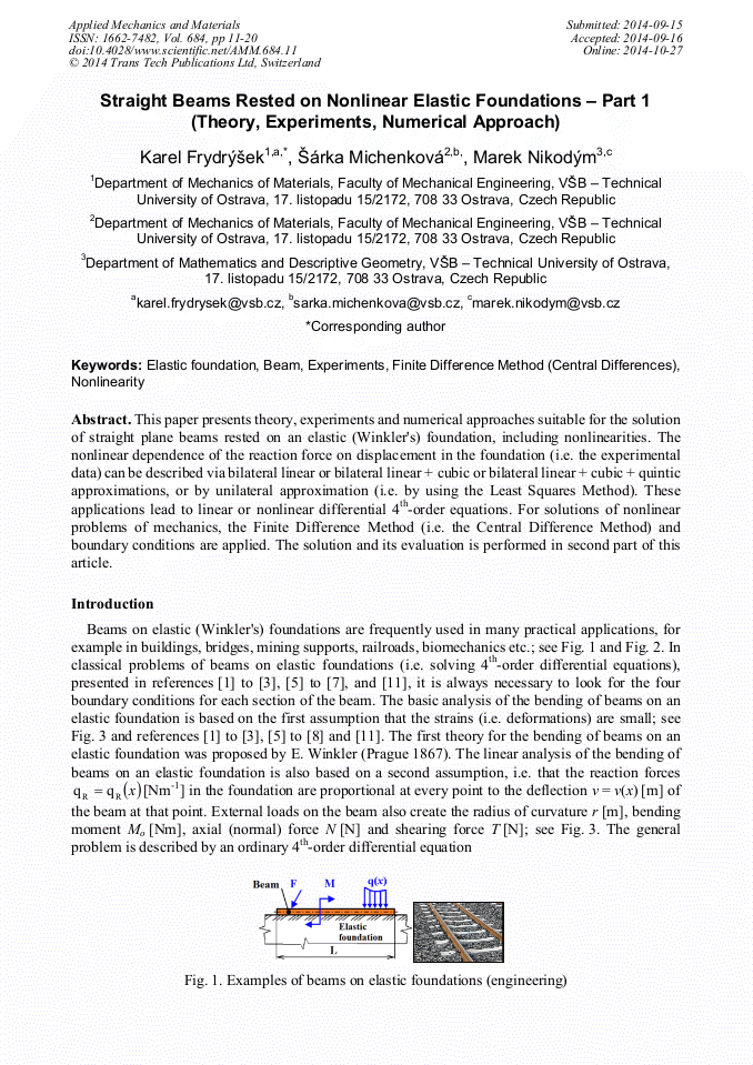 Straight Beams Rested on Nonlinear Elastic Foundations – Part 1 (Theory ...