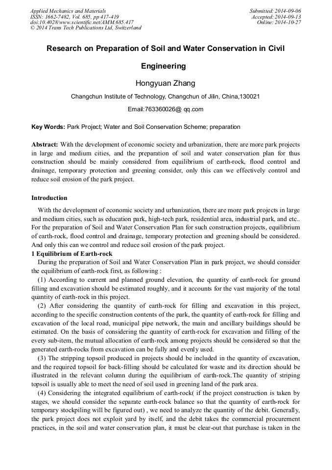 Research on Preparation of Soil and Water Conservation in Civil ...