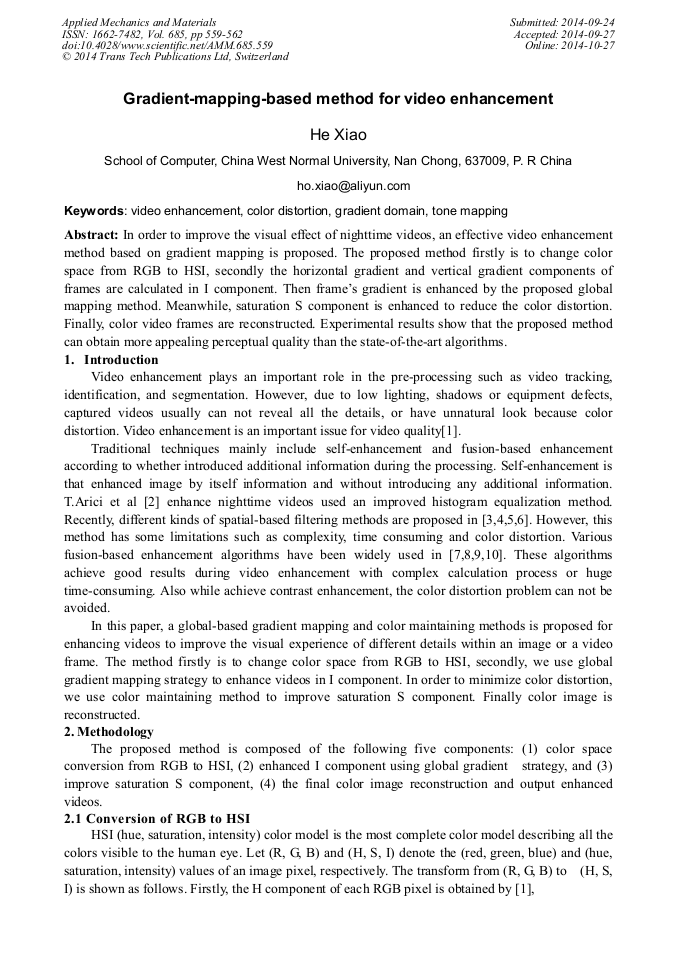Gradient-Mapping-Based Method for Video Enhancement | Scientific.Net