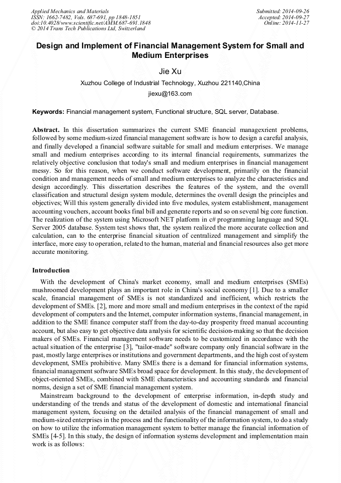 Design and Implement of Financial Management System for Small and ...