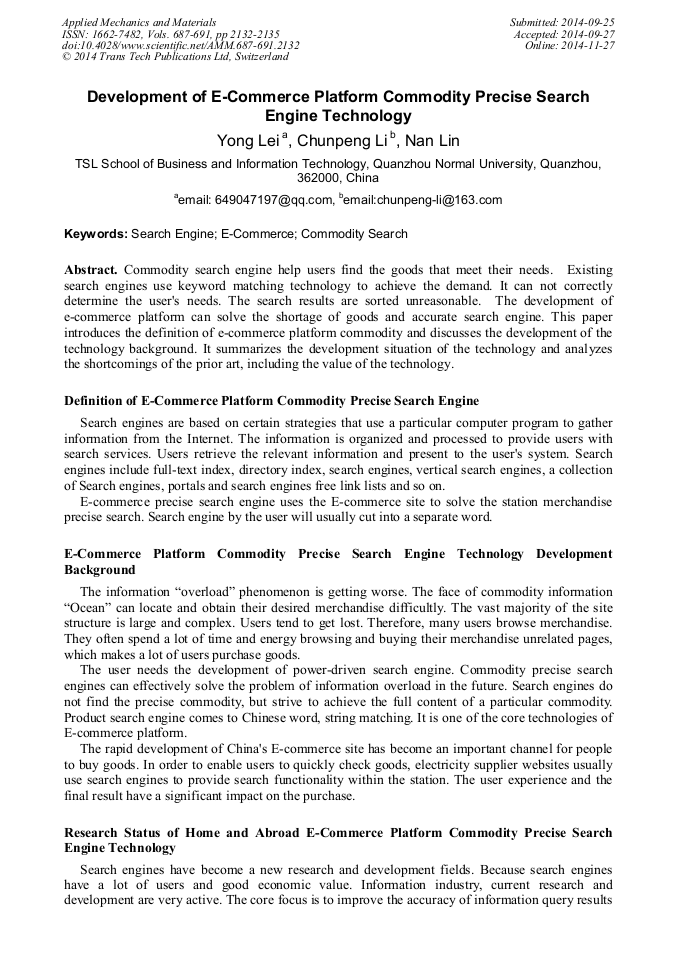 Development of E-Commerce Platform Commodity Precise Search Engine ...