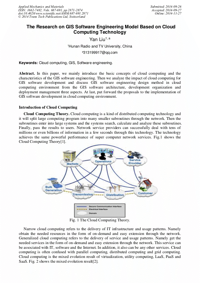 The Research on GIS Software Engineering Model Based on Cloud Computing ...