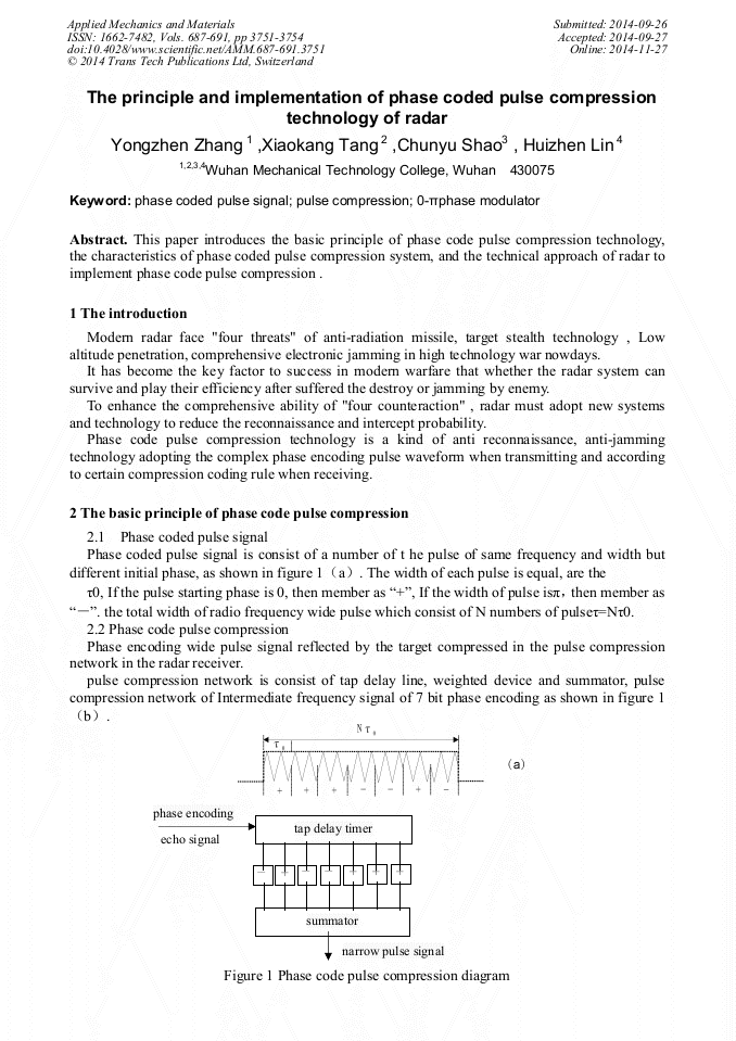 The Principle and Implementation of Phase Coded Pulse Compression ...