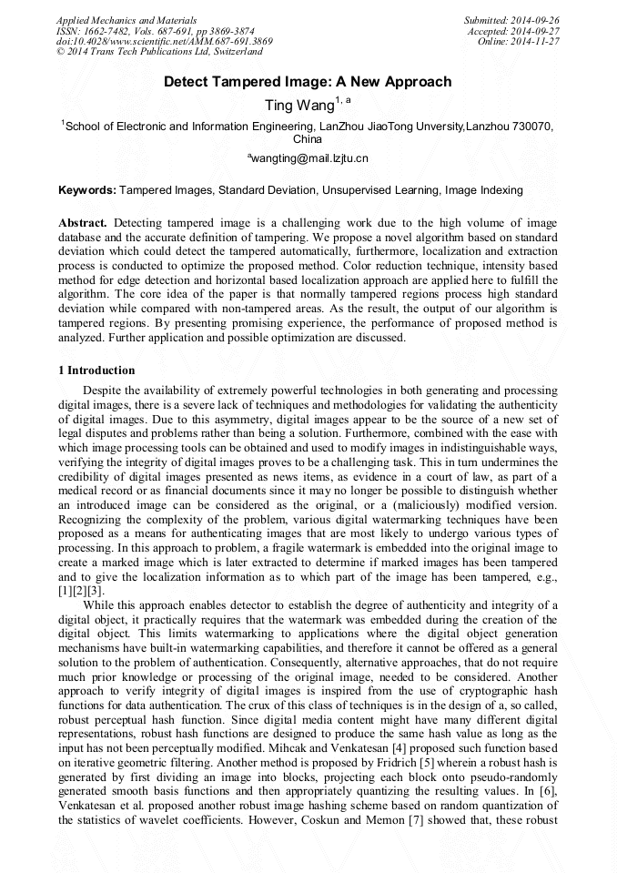 Detect Tampered Image: A New Approach | Scientific.Net