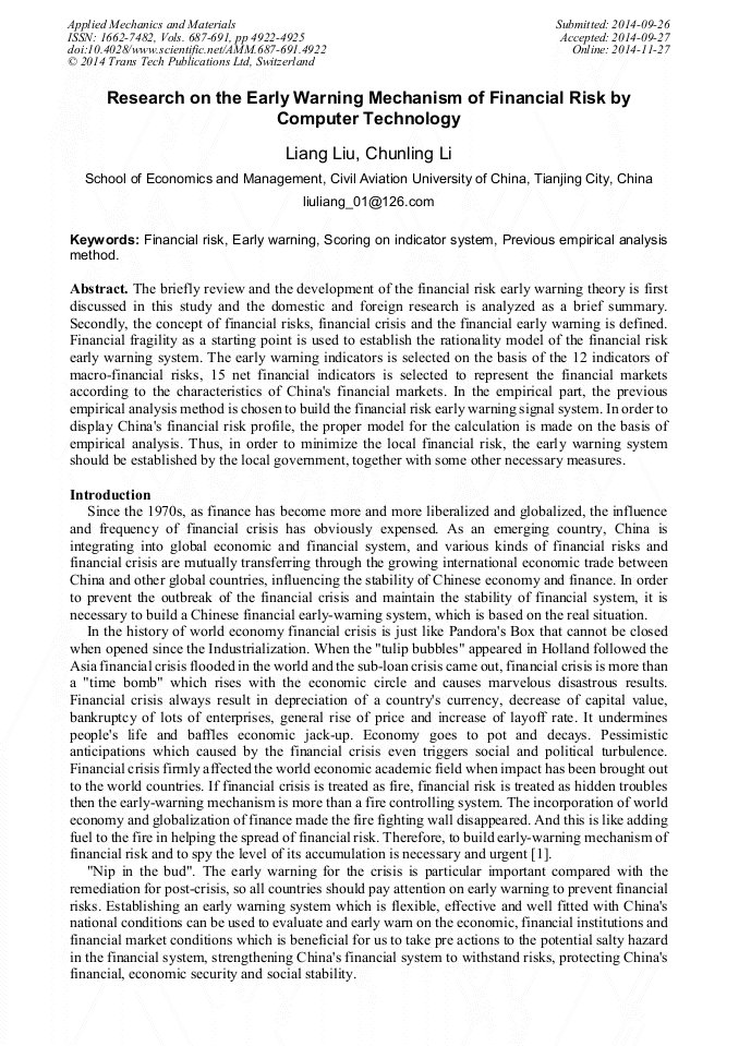 Research on the Early Warning Mechanism of Financial Risk by Computer ...