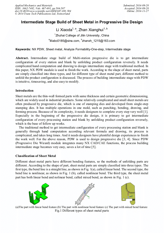 Intermediate Stage Build of Sheet Metal in Progressive Die Design ...
