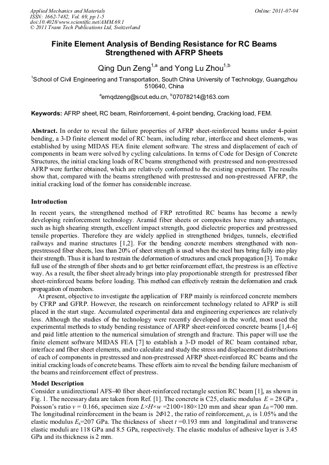 Finite Element Analysis of Bending Resistance for RC Beams Strengthened ...