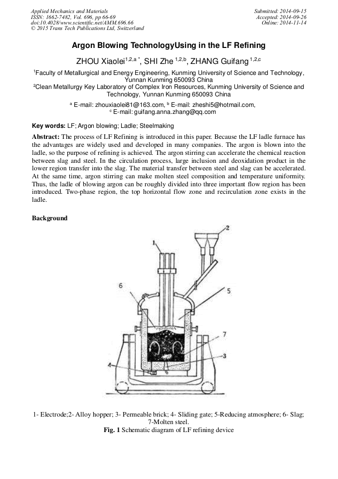 Argon Blowing Technology Using in the LF Refining | Scientific.Net
