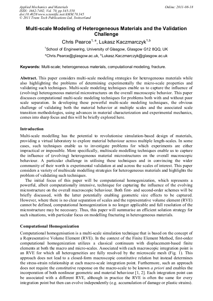 Multi-Scale Modeling of Heterogeneous Materials and the Validation ...