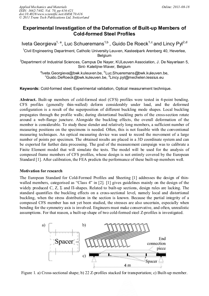 Experimental Investigation of the Deformation of Built-up Members of ...