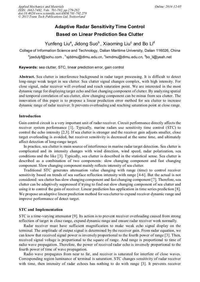 Adaptive Radar Sensitivity Time Control Based on Linear Prediction Sea ...