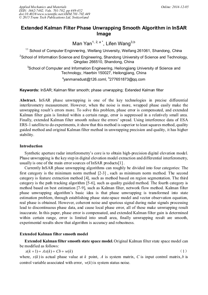 Extended Kalman Filter Phase Unwrapping Smooth Algorithm in InSAR Image ...