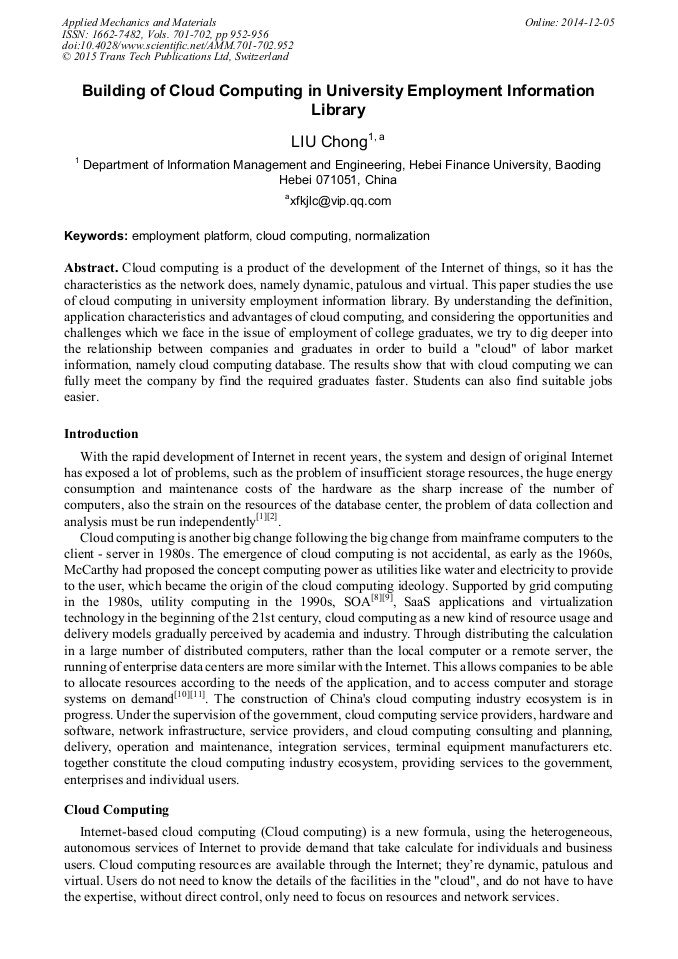 Building of Cloud Computing in University Employment Information ...