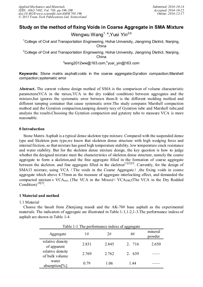 Study on the Method of Fixing Voids in Coarse Aggregate in SMA Mixture ...