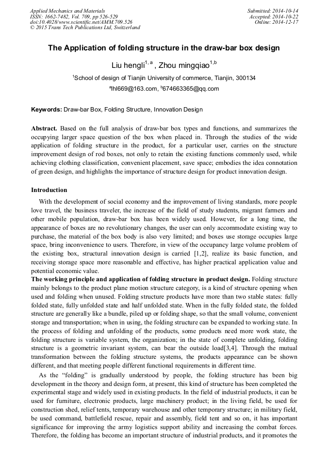 The Application of Folding Structure in the Draw-Bar Box Design ...