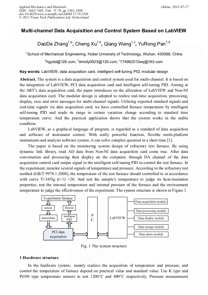 Multi-Channel Data Acquisition and Control System Based on LabVIEW ...