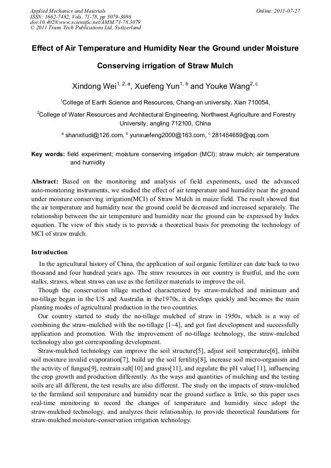 Effect of Air Temperature and Humidity near the Ground under Moisture ...