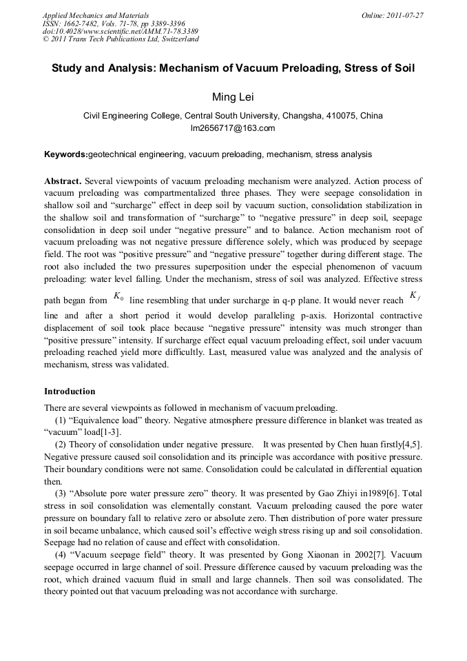 Study and Analysis: Mechanism of Vacuum Preloading, Stress of Soil ...