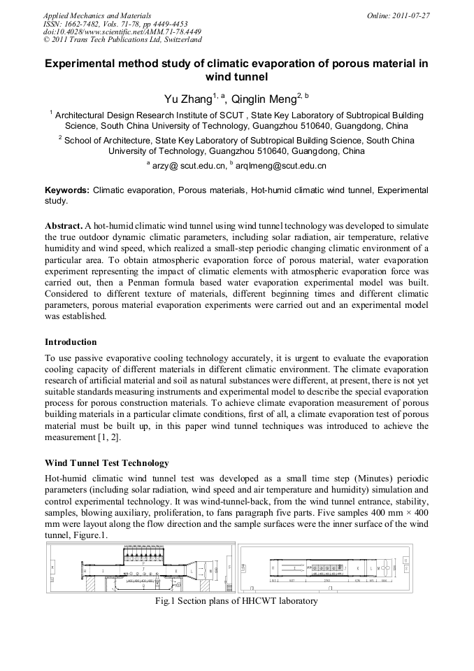 Experimental Method Study of Climatic Evaporation of Porous Material in ...