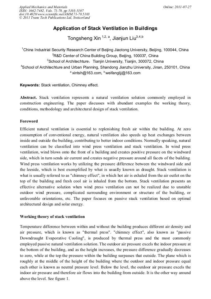 Application of Stack Ventilation in Buildings | Scientific.Net