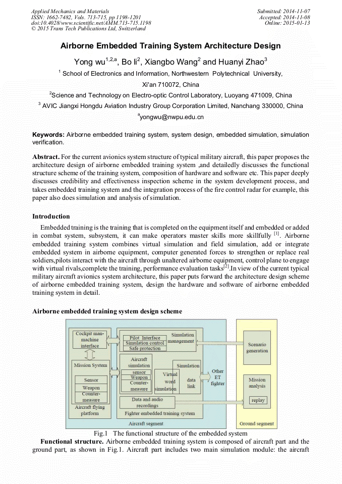 Airborne Embedded Training System Architecture Design | Scientific.Net
