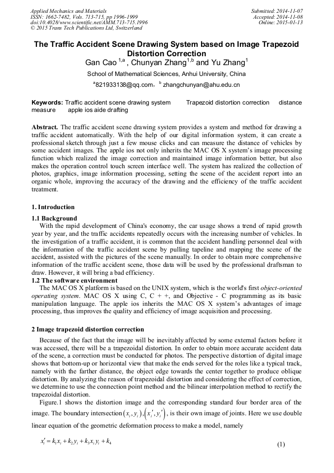 The Traffic Accident Scene Drawing System Based on Image Trapezoid ...