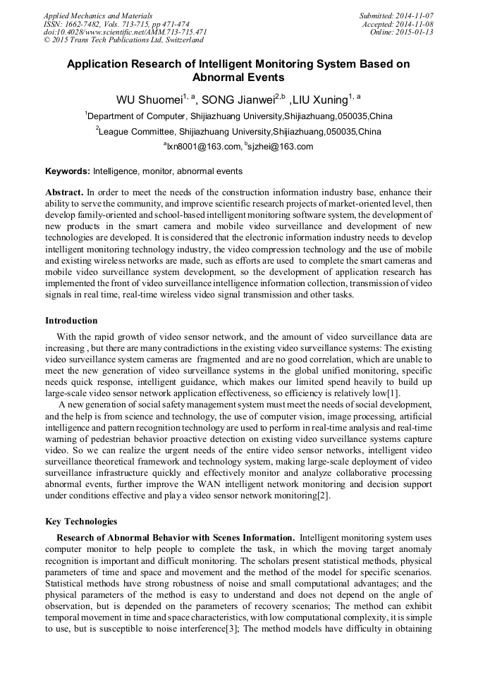 Application Research of Intelligent Monitoring System Based on Abnormal ...