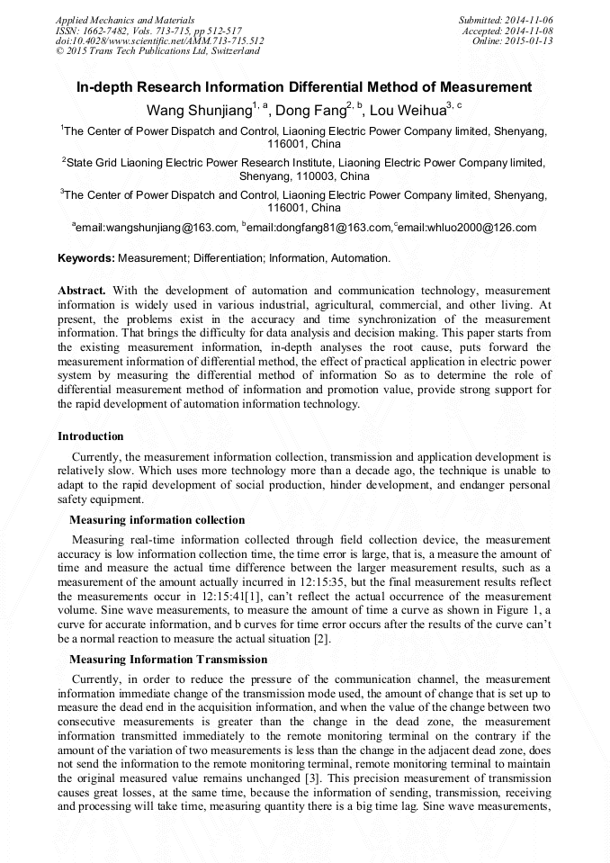 In-Depth Research Information Differential Method of Measurement ...
