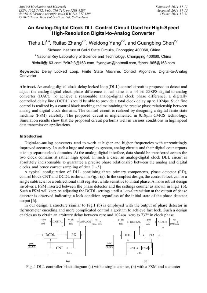 An Analog-Digital Clock DLL Control Circuit Used for High-Speed High ...