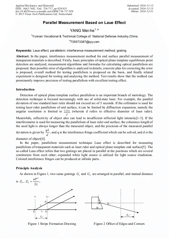 Parallel Measurement Based on Laue Effect | Scientific.Net