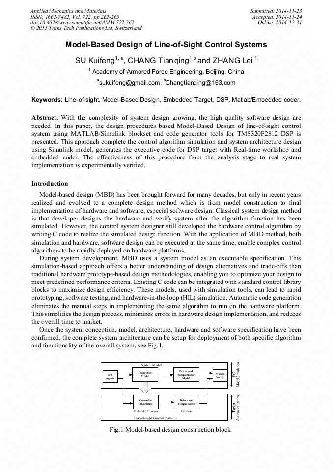 Model-Based Design of Line-of-Sight Control Systems | Scientific.Net
