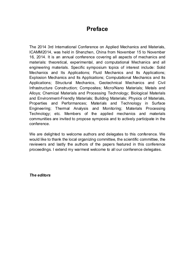 Preface and Conference Organization | Applied Mechanics and Materials ...