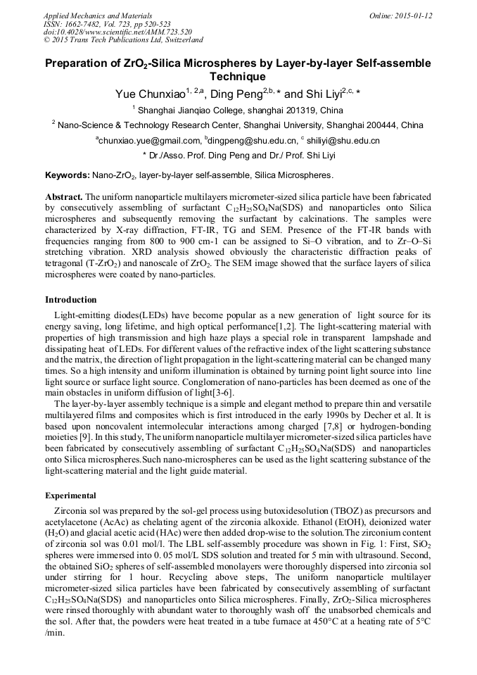 Preparation of ZrO2-Silica Microspheres by Layer-by-Layer Self-Assemble ...