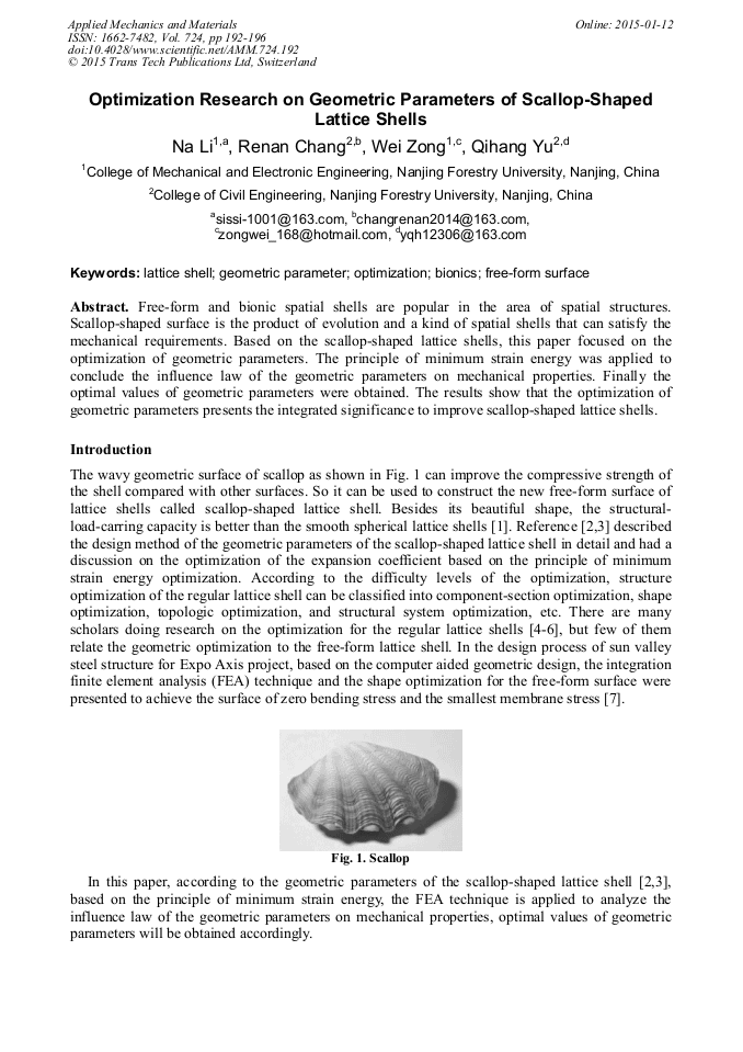 Optimization Research on Geometric Parameters of Scallop-Shaped Lattice ...