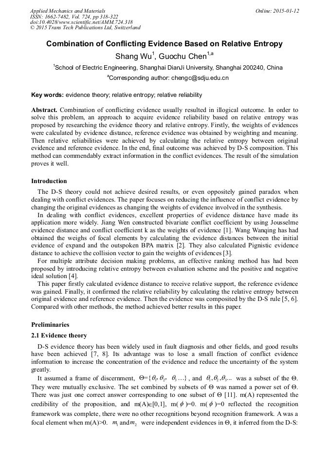 Combination of Conflicting Evidence Based on Relative Entropy ...