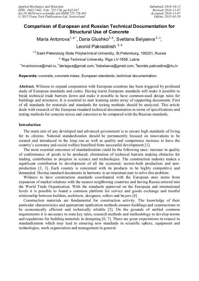 Comparison of European and Russian Technical Documentation for ...