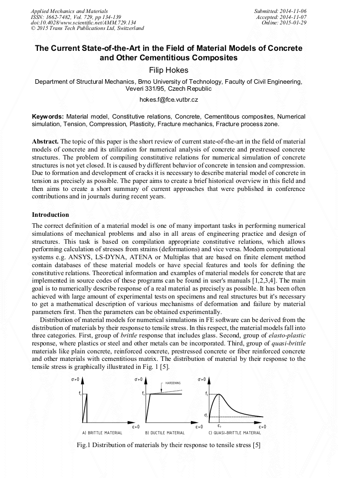 The Current State-of-the-Art in the Field of Material Models of ...