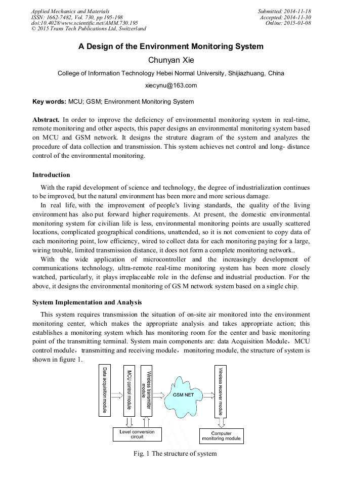 A Design of the Environment Monitoring System | Scientific.Net