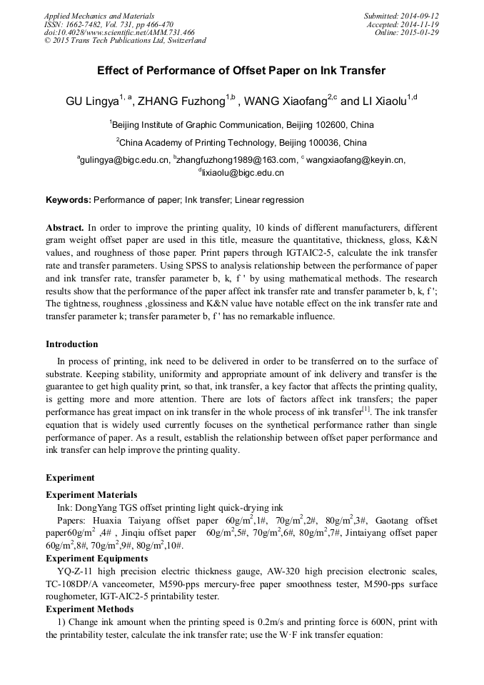Effect of Performance of Offset Paper on Ink Transfer | Scientific.Net