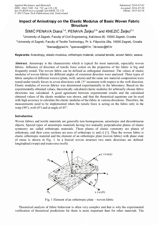 Impact of Anisotropy on the Elastic Modulus of Basic Woven Fabric ...