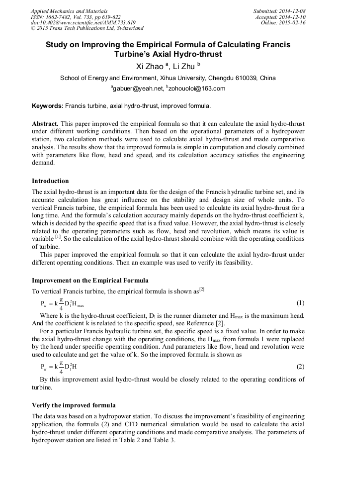 Study on Improving the Empirical Formula of Calculating Francis Turbine ...