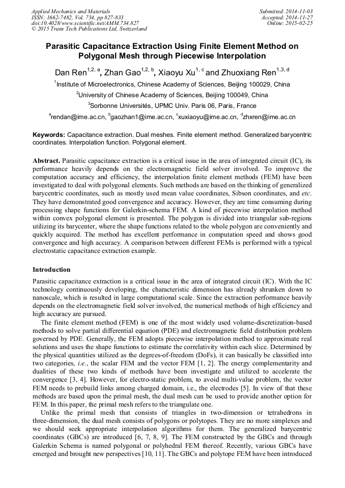 Parasitic Capacitance Extraction Using Finite Element Method on ...