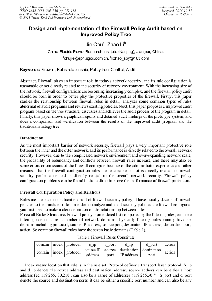 Design and Implementation of the Firewall Policy Audit Based on ...