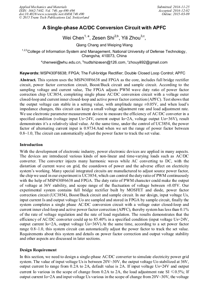 A Single-Phase AC/DC Conversion Circuit with APFC | Scientific.Net