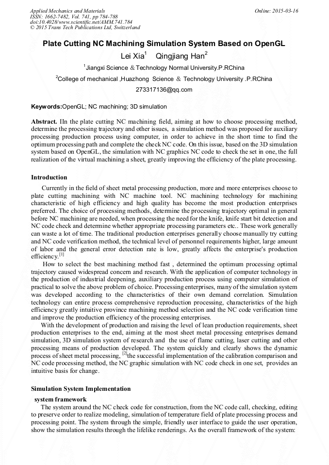 Plate Cutting NC Machining Simulation System Based on OpenGL ...