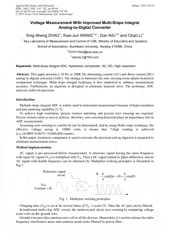 Voltage Measurement with Improved Multi-Slope Integral Analog-to ...