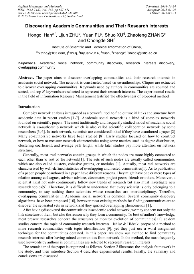 Discovering Academic Communities and their Research Interests ...