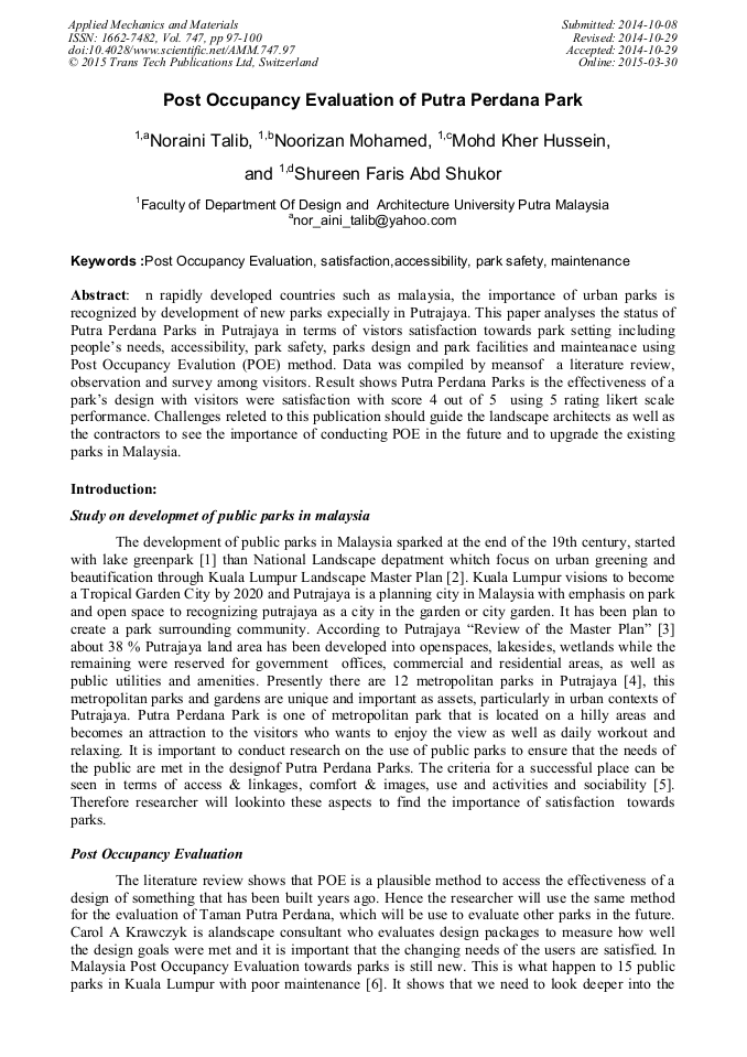 post-occupancy-evaluation-of-putra-perdana-park-scientific-net